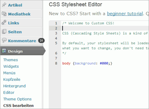 WordPress: Jetpack mit CSS-Editor für Themes – perun.net
