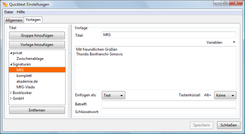 Quicktext: E-Mail-Vorlagen mit eigenen Textbausteinen und Variablen erstellen – perun.net