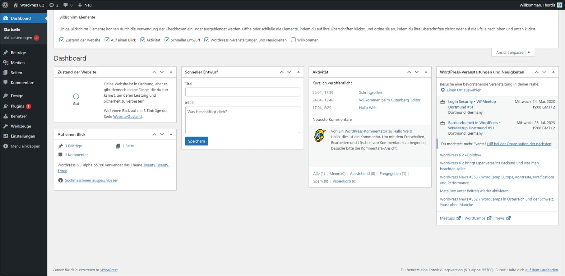WordPress: Was ist eigentlich … das Dashboard? – perun.net